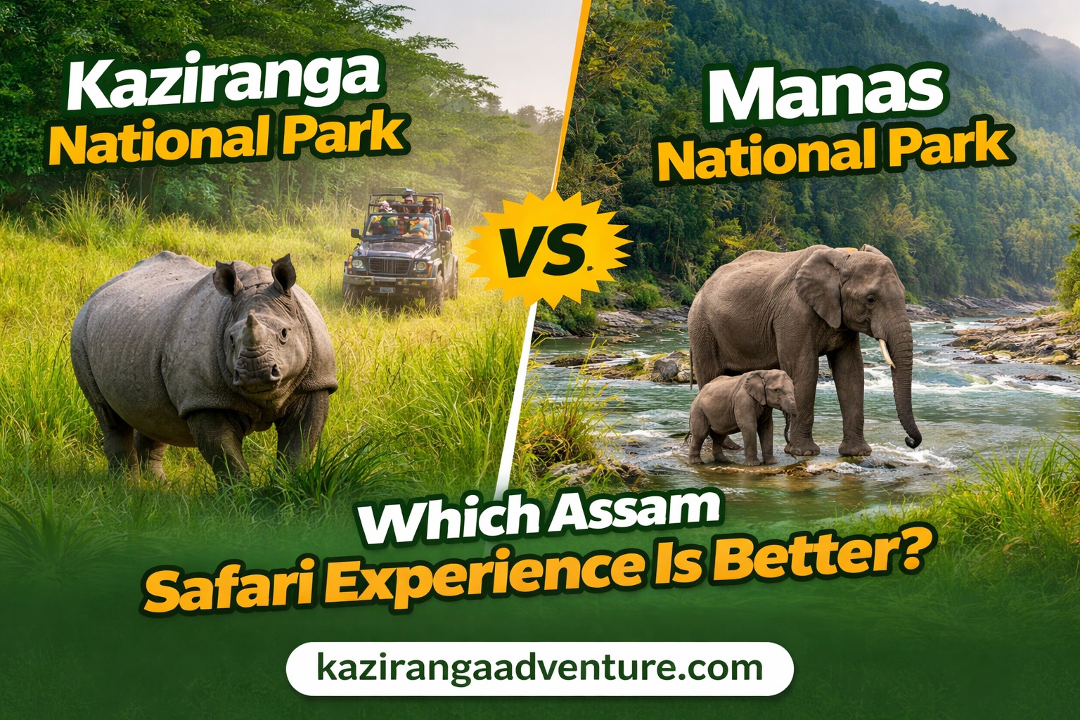 Assam Safari Experience: Kaziranga vs Manas